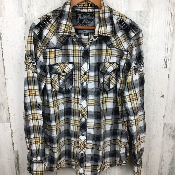 Buckle | Shirts | Bke Buckle Black Label No48 Mens Plaid Slim Fit ...